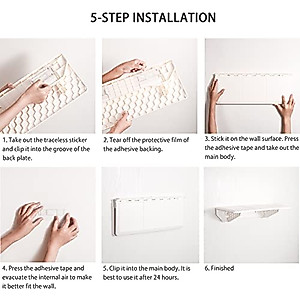 ASHILY No Punching Wall Mount Shelf, Foldable Wall Mounted Storage Shelf with 11LBS Weight Capacity, Non-Perforated Wall Storage Shelves for Kitchen, Bathroom, Bedroom, Toilet