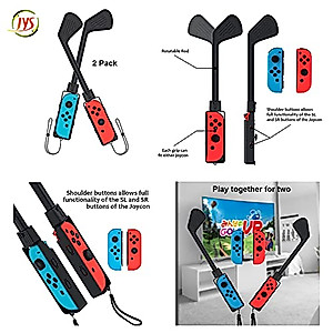 Switch Games Sports Accessories Bundle 10 in 1 Family Accessories Kit for Switch & Switch OLED: Golf Clubs, Just Dance Wrist Bands,Soccer Leg Straps,Joycon Grip Cases And Tennis Rackets (Black)