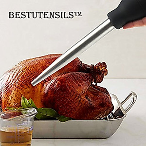 Best Utensils Stainless Steel Turkey Baster Commercial Grade Quality Silicone Bulb Including 2 Marinade Injector Needles And Brush For Easy Clean Up