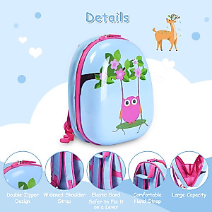 GYMAX Kids Carry On Luggage Set, 12" & 16" 2PCS Rolling Suitcase (Deer)