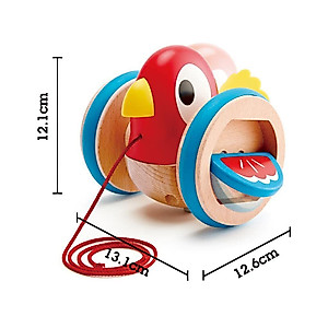 Hape Baby Bird Pull-Along | Wooden Wobbling & Flapping Pull Toddler Toy, Bright Colors Multicolor, L: 5.2, W: 5, H: 4.8 inch