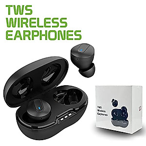 Wireless V5.1 Bluetooth Earbuds Compatible with Samsung Galaxy A14 5G with Extended Charging Pack case for in Ear Headphones. (V5.1 Black)