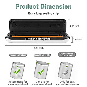 Toprime Vacuum Sealer Machine, 4-in-1 Automatic Vacuum Food Sealer One-touch VAC & SEAL for Food Preservation & Sous Vide with Full Starter Kits(White)