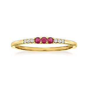 RS Pure by Ross-Simons 0.10 ct. t.w. Ruby and Diamond-Accented Ring in 14kt Yellow Gold. Size 6
