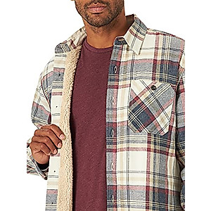 Wrangler Authentics Men's Long Sleeve Sherpa Lined Shirt Jacket, Light Beige Heather, Medium