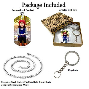 Interway Trading Personalized Custom Photo and Message Necklace Pendant Keychain Military Dog tag