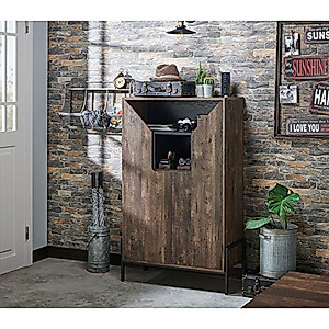 ioHOMES Charles Rustic Shoe Cabinet with 4 Enclosed Shelves, 3 Storage Cubbies and 3 Adjustable Panels, Reclaimed Oak