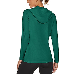 MAGCOMSEN Hiking Shirts Women UV Shirts UPF 50+ Long Sleeve Rash Guard Moisture Wicking Shirt for Workout Emerald Green S