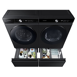 SAMSUNG 27-Inch Bespoke Front Load Washer Dryer Pedestal Stand w/ Pull Out Laundry Storage Drawer, WE502NV, Brushed Black