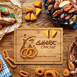 Shark Charcuterie Board/Personalized Shark Cutting Board/Bamboo Chopping Board/Meats and Cheeses Serving Boards,Because No One Can Say Charcuterie Board,Nice Gift for Mom (Board D, 11''×8.5'')