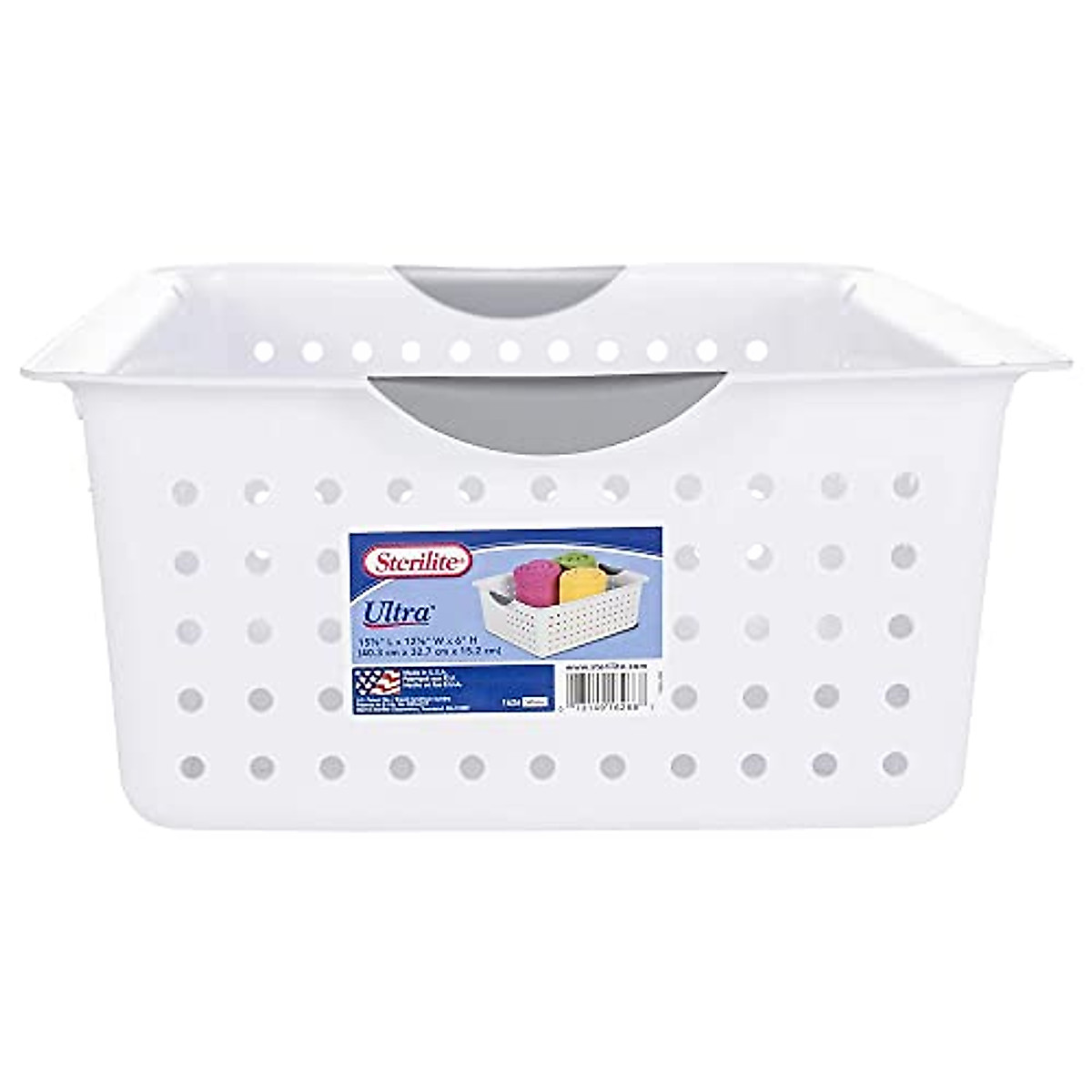 Sterilite Large Ultra Plastic Durable Storage Bin Tote Baskets with Comfortable Handles for Household and Office Organization, White, 12 Pack
