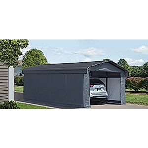 Arrow Sheds Amazon Exclusive 12' x 20' x 7' 29-Gauge Carport with Galvanized Steel Roof Panels and Enclosure Kit, Charcoal