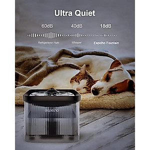 Espelho Cat Water Fountain, Wireless Pump, Automatic Pet Water Fountain Cat Water Dispenser with 6 Replacement Filters