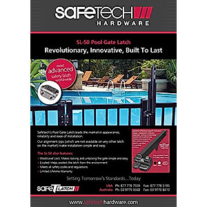 (Set of 2) Safetech SL-50H Magnetic Gate Latch - Top Pull Safety Magnetic Latching Technology Lock for Swimming Pool, Garden, Pool and Various Gates Security Lock for Kids & Pet Safety