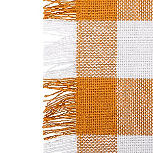 DII Heavyweight Fringed Check Tabletop Collection, Table Runner, 14x72, Pumpkin Spice