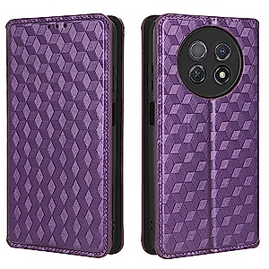Case Compatible with Huawei Enjoy 60X,Leather Case with Card Slot.Wallet Design,Stereoscopic Patterns.Standable Flip Case Purple