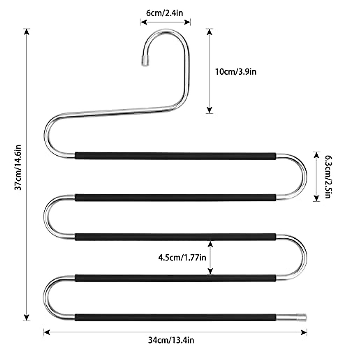 DOIOWN Clothes Hangers 5 Pieces Non Slip Space Saving Stainless Steel Closet Organizer for Pants Jeans Scarf(Upgrade Style)