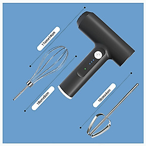 LHBD Cordless Hand Mixer- Electric Whisk USB Rechargeable Handheld Electric Mixing with 3 Speed Self-Control,304 Stainless Steel Egg Beaters & Balloon Whisk for Gifts,Tarts,Pancakes (black)
