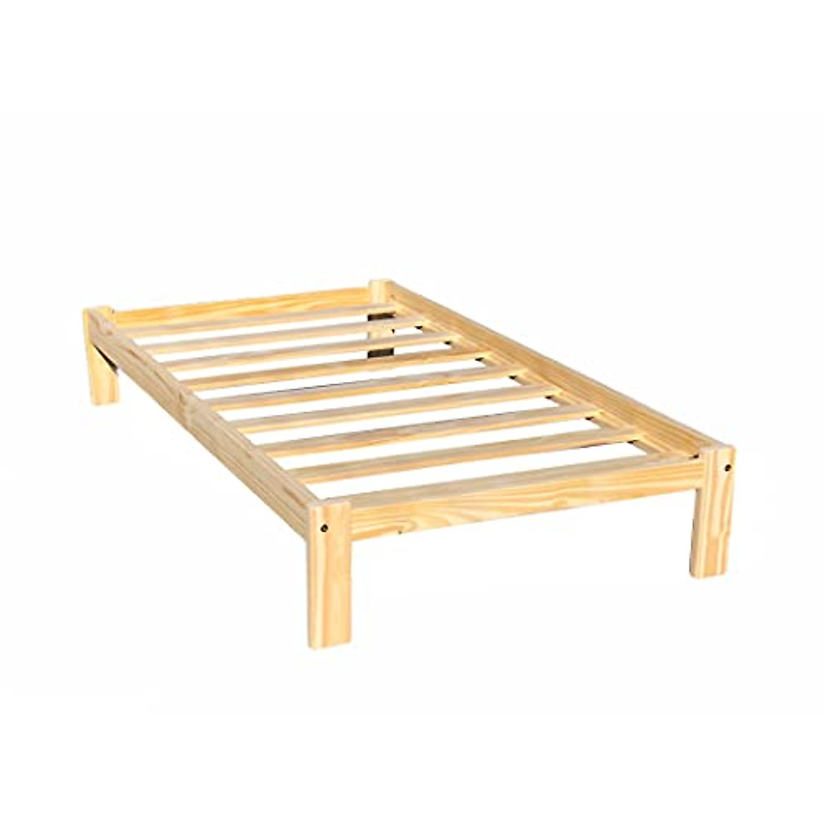 Alaska Wooden Platform Bed Solid Pine Wood Full XL Size Bed Unfinished with Wooden Slats Mattress Support/No Box Spring Needed/Suitable for Adults