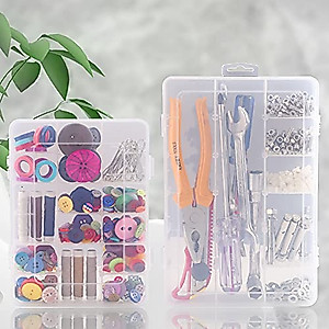 18 Grids Plastic Organizer Box with Dividers, Exptolii Clear Compartment Container Storage for Beads Crafts Jewelry Fishing Tackles, Size 7.9 x 6.2 x 1.2 in