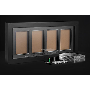 4Grids Trading Cards Display Frame, 100% Solid Wood Frame with 4 Pieces Magnetic Card Holder for Football, Basketball, Hockey Collector Cards(Standard Cards, Black)