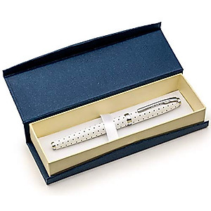 ZenZoi White Fountain Pen | Effortlessly Elegant Writing: Premium Metal Fountain Pen Set with German Schmidt Fine Nib, Ink Converter, and Gift Box Case