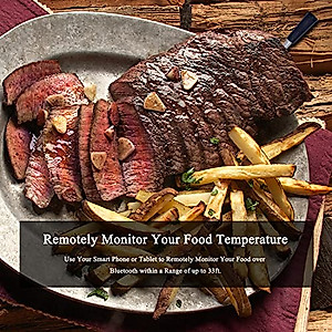 Thurmurise Smart Wireless Meat Thermometer, 33-ft Wireless Range, High-Precision Bluetooth Meat Thermometer for Grill, Oven, Smoker, Rotisserie and BBQ, 1 Probe