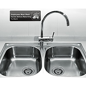 Employees Must Wash Hands Before Returning to Work Sign (Pack of 2) Black and White, 9" x 3"