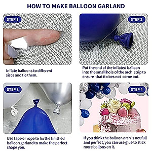 JULLIZ 145pcs Navy Blue Silver Balloons Garland Kit, Royal Blue Silver White Confetti Balloon Arch for 2023Graduation Party Wedding Birthday Shower Classroom Decoration