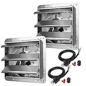 iPower 12 Inch Shutter Exhaust Fan Aluminum High Speed 1620RPM, 940 CFM, 2-PACK, Silver