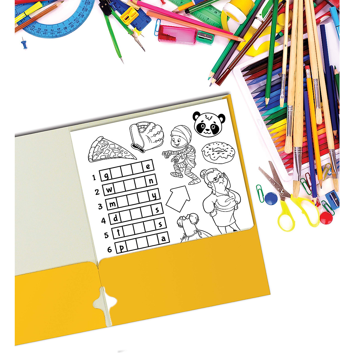 Two Pocket Portfolio Folders, 50-Pack, Yellow, Letter Size Paper Folders, by Better Office Products, 50 Pieces, Yellow