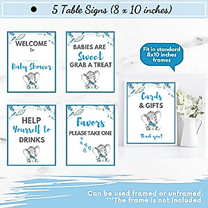 166 Piece Baby Shower Decorations for Boy, Elephant Style | It's A BOY | Garland Bunting Banner, Paper Lanterns, Honeycomb Balls | Tissue Paper Fans | Blue Grey White