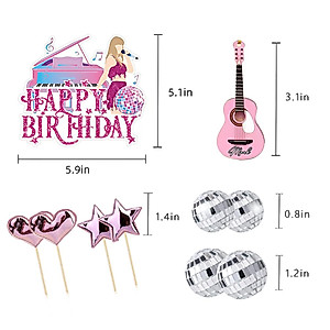 Music Cake Toppers Birthday Cake Decorations Pink Girl Birthday Party Decorations Disco Cake Topper