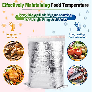 QLOUNI 25 Pcs Reusable Insulation Bags Self-seal Thermal Box Liners Metalized Box Liners Lunch Food Box Packing Pouches Insulation Lining Waterproof Insulation Grocery Delivery Package, 11.8"x13.8"