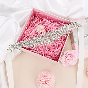 Araluky Handmade Rhinestone Bridal Belt Wedding Belts for Dresses with Ribbon