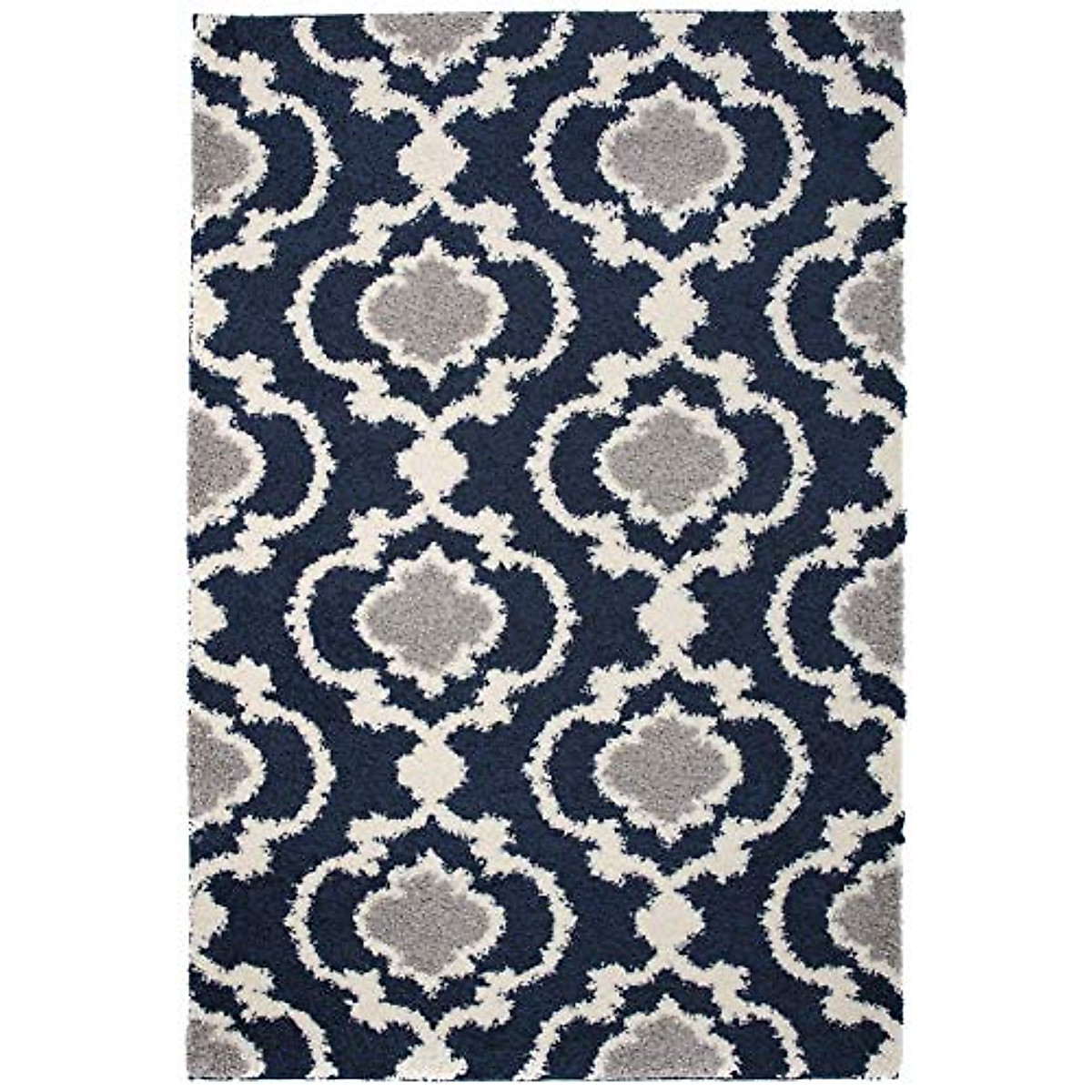 Rugshop Cozy Moroccan Trellis Indoor Shag Area Rug 6' 6" x 9' Navy