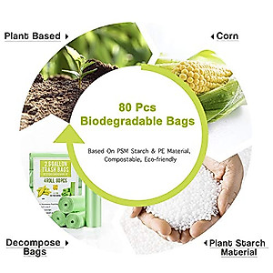 Bathroom Trash Bags Black 2.6 Gal 80cts, Compostable Small Trash Bags Biodegradable Garbage Bags