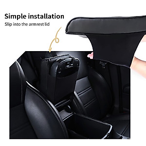 FANRUIQI Car Center Console Heighten Cover, Leather Memory Foam Car Armrest Booster Pads, Leather Car Armrest Cover Protector, Suitable for Most Vehicles, SUVs, Trucks, Cars (Black)