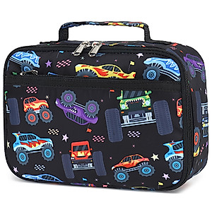 CAMTOP Monster Truck Kids Lunch Box Boys Girls Insulated Lunch Cooler Bag Reusable Lunch Tote Kit for School Travel