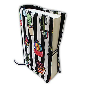 Book Sleeve Cover , Cute Cacti Pattern - Fabric Novel for Adult Books Cover for Paperback , Washable Book Protector , Padded Case for Novel 5.5 x 8.2 x 1.6