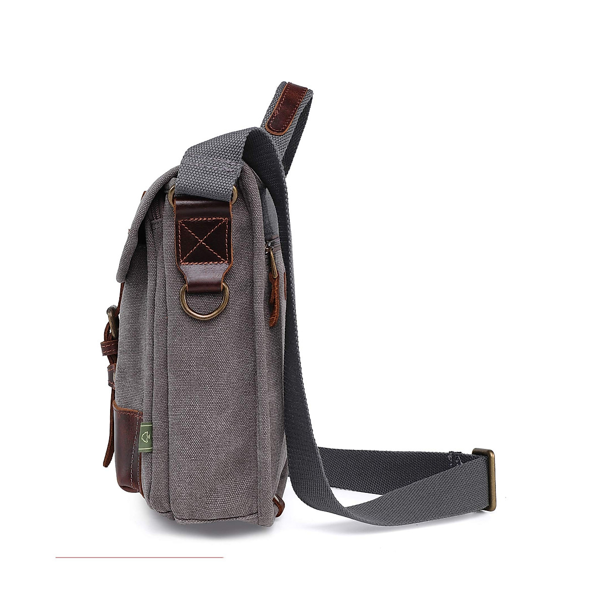 TSD Brand Valley Trail Canvas Crossbody Bag (Grey)