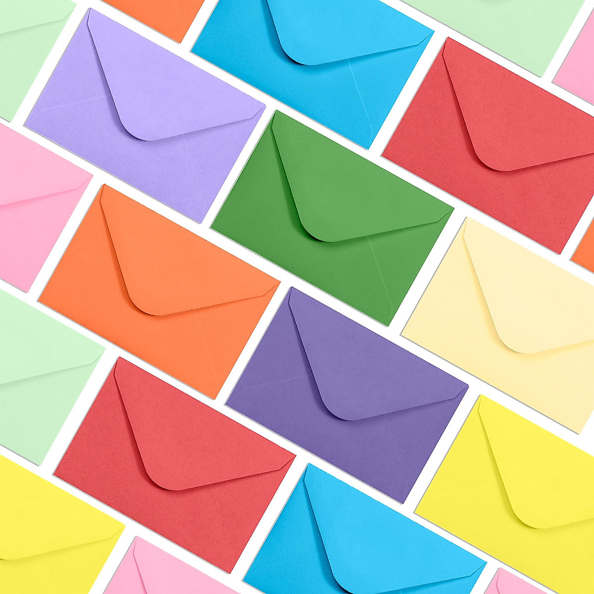 Gift Card Envelopes - 100-Count Mini Envelopes, Paper Business Card Envelopes, Bulk Tiny Envelope Pockets for Small Note Cards, 10 Colors, 4 x 2.7 Inches