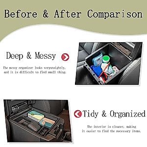 JDMCAR Center Console Organizer Tray Compatible with Toyota Tacoma Accessories 2016-2022 2023, Armrest Insert Container ABS Material Secondary Storage Box