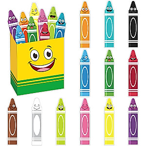 AsodSway 60Pcs Crayon Bulletin Board Cutouts Back to School Name Tags Classroom Decorations, Colorful Crayons Themed Party Supplies Suitable for Teachers Student Bulletin Board Display Home Wall Decor