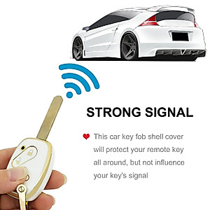 chyoekey Key Fob Cover for Honda with Keychain Soft TPU Car Key Shell Case Protector Compatible with Honda Accord/Civic/CR-V/Fit/Odyssey/Pilot/Ridgeline/CR-Z (White)