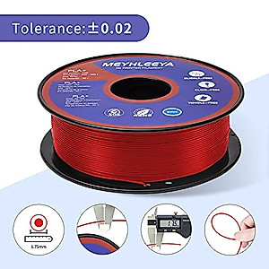 MEYHLEEYA PLA 3D Printer Filament, Neatly Wound PLA Filament 1.75mm Dimensional Accuracy +/- 0.02mm, Fit Most FDM 3D Printers, Good Vacuum Packaging Consumables, 1kg Spool (2.2lbs), 330 Meters,RED