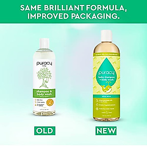 Puracy Shampoo & Body Wash for Children - Perfect Skin, Pure Ingredients - with 12 Fruit & Vegetable Extracts for Silky Smooth Skin, Gentle Citrus Grove Aromas, 98.8% from Mother Nature (12 Oz, 2-Pk)