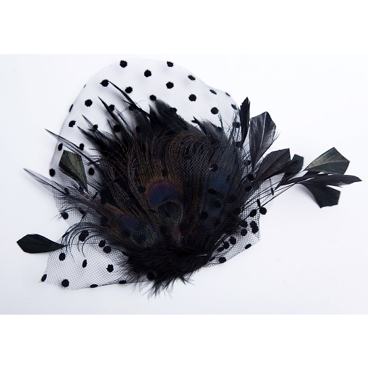 Cizoe Fascinators 20s Gatsby Flapper Acessories Art Deco Party Accessory Peacock Feather Headpiece(1A-Black)