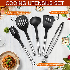 GOODA Kitchen Utensil Knife Set,11-Piece Heat-Resistant Nylon Kitchen Utensils&Cooking Knives Set with Block For Kitchen,11-in-1 Kitchen Tools Set with Holder