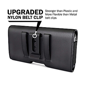 PiTau Holster for iPhone 14 Pro, 14, 13 Pro, 12 Pro, 13, 12, 11 Pro, Xs, X, Cell Phone Belt Clip Case with ID Card Holder Carrying Pouch Cover (Fits Apple Phone with Otterbox Commuter Case on)